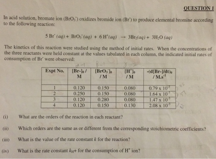 Solved In acid solution, bromate ion (BrO_3^i) oxidizes | Chegg.com