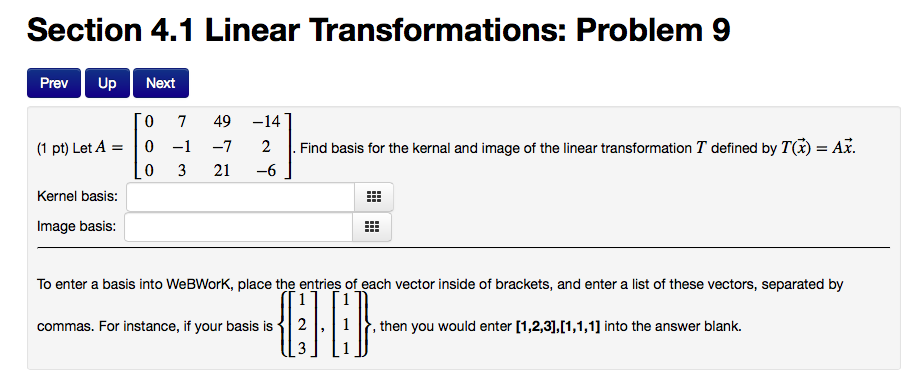 Solved Let A = Find bases of the kernel and image of A (or | Chegg.com