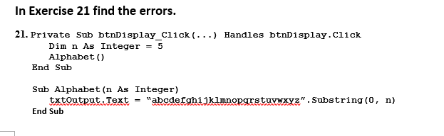 Solved In Exercise 21 find the errors. 21. Private Sub | Chegg.com