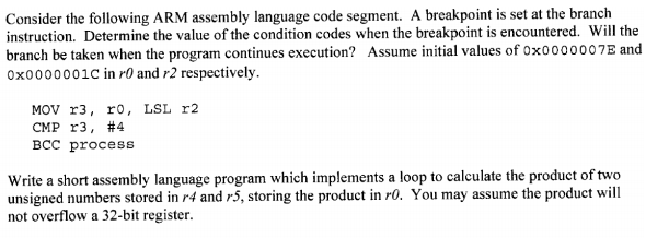 Solved Consider the following ARM assembly language code | Chegg.com