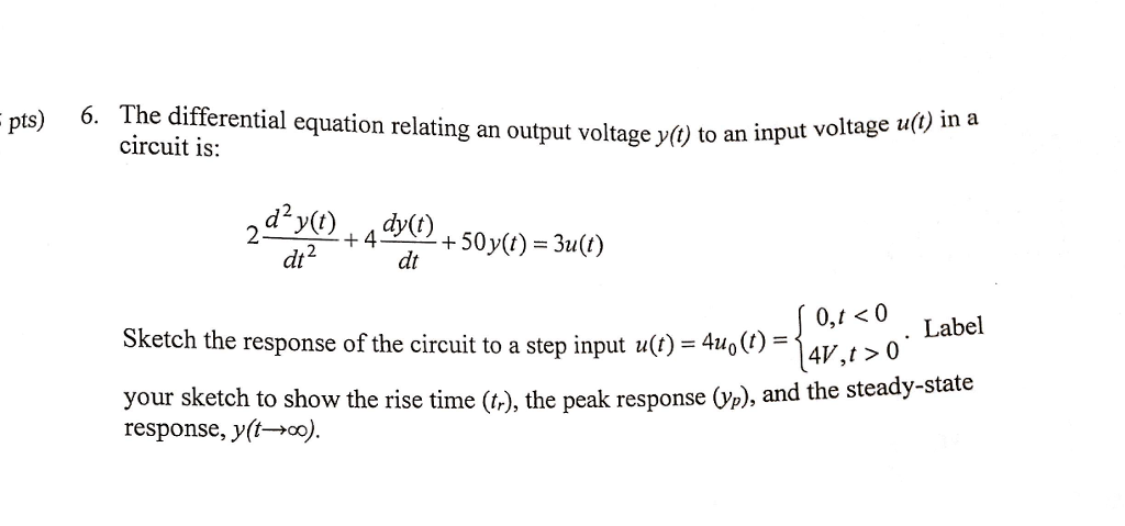 Solved The differential equation relating an output voltage | Chegg.com