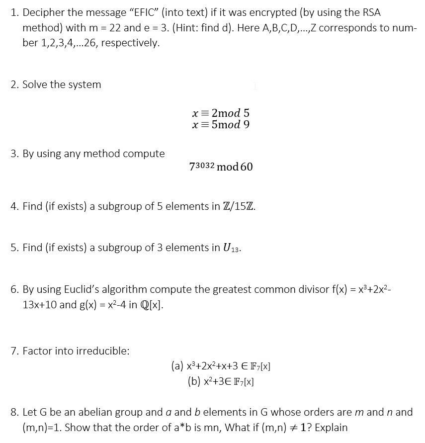 Solved 1 Decipher The Message Efic Into Text If It Was