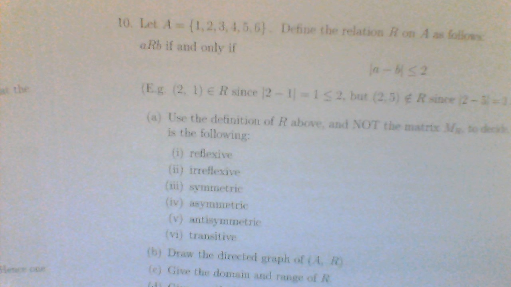 Solved Let A = (1, 2, 3, 4, 5,6) . Define the relation R on | Chegg.com