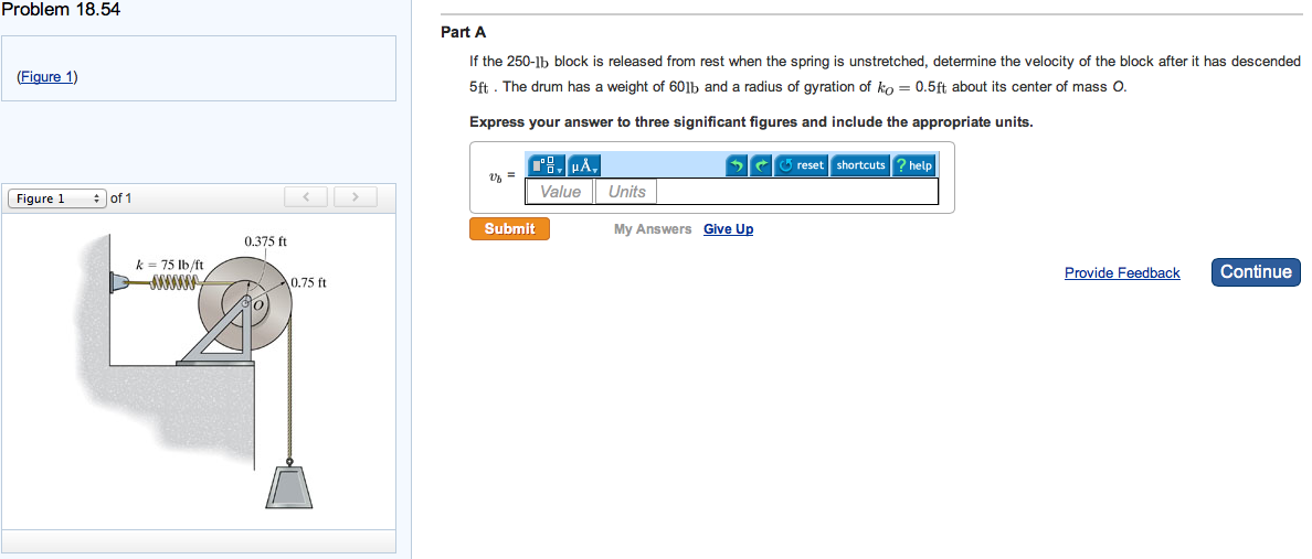 Solved If the 250-lb block is released from rest when the | Chegg.com