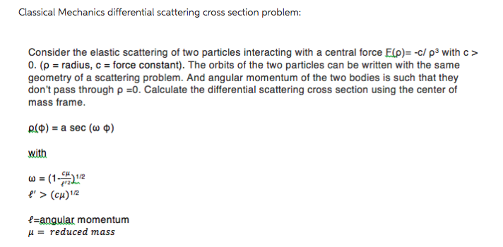 Classical Mechanics differential scattering cross | Chegg.com