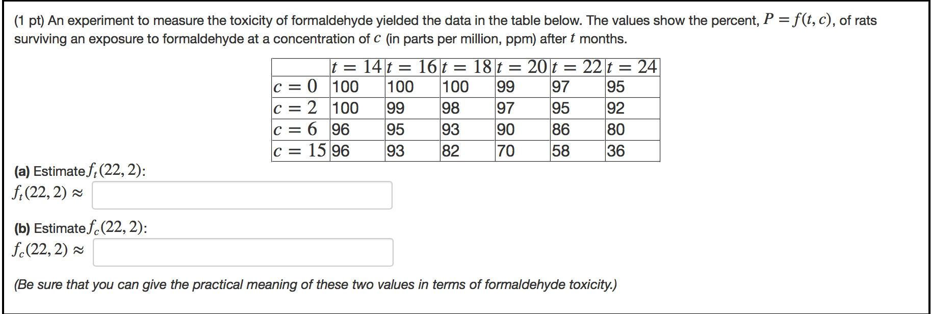 Solved An experiment to measure the toxicity of formaldehyde | Chegg.com