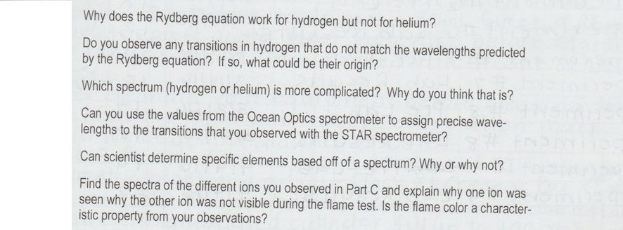 Solved help answering these questions Why does the rydberg | Chegg.com