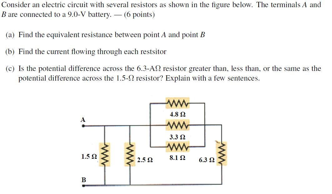 Solved Consider an electric circuit with several resistors | Chegg.com