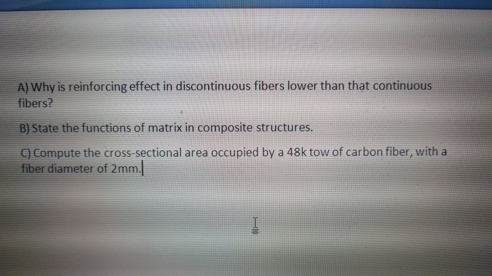Solved A) Why is reinforcing effect in discontinuous fibers | Chegg.com
