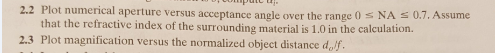 Solved Plot numerical aperture versus acceptance angle over | Chegg.com