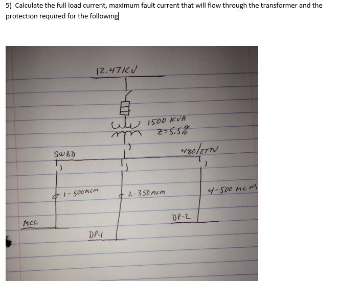 Calculate the full load current, maximum fault | Chegg.com