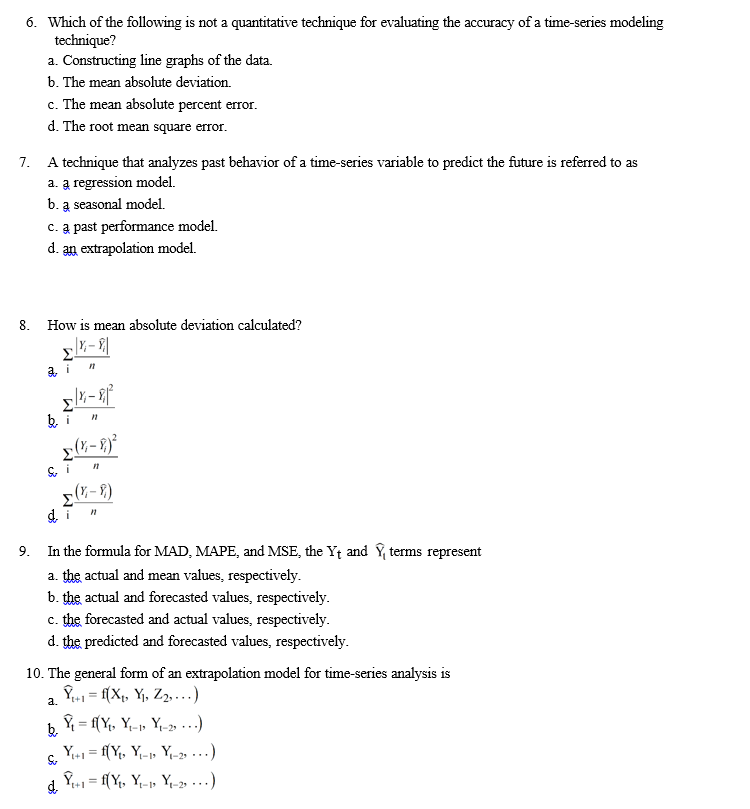 Quantitative Methods Formulas