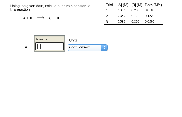 Solved Using the given data, calculate the rate constant of | Chegg.com