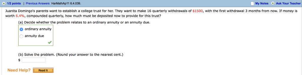 Solved 1/2 points | Previous Answers HarMathAp11 6.4.039 My | Chegg.com Solved 1/2 points | Previous Answers HarMathAp11 6.4.039 My | Chegg.com
