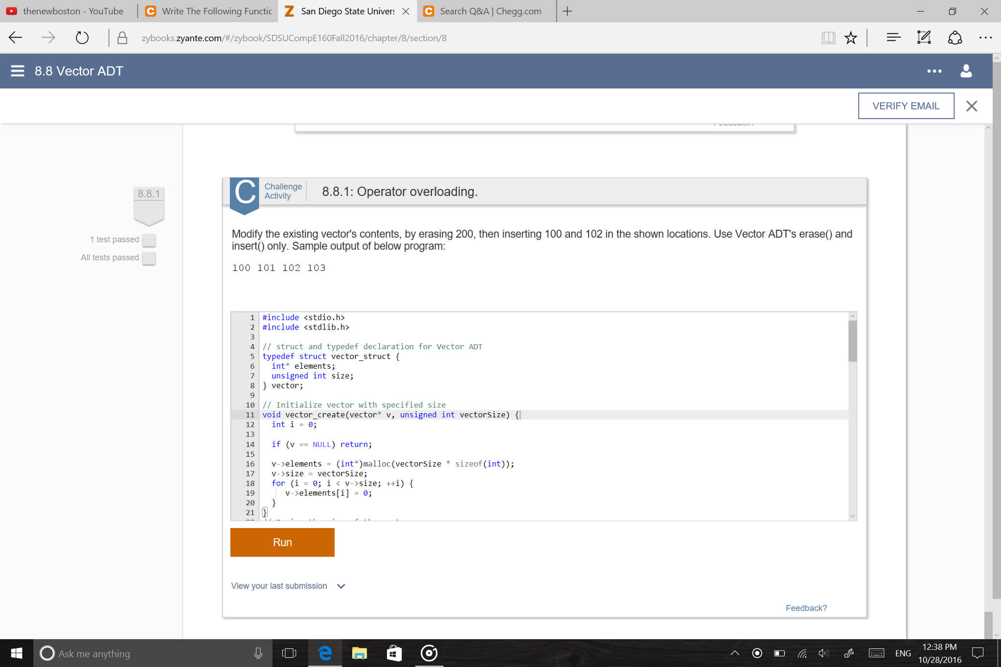 Solved Modify The Existing Vector S Contents By Erasing