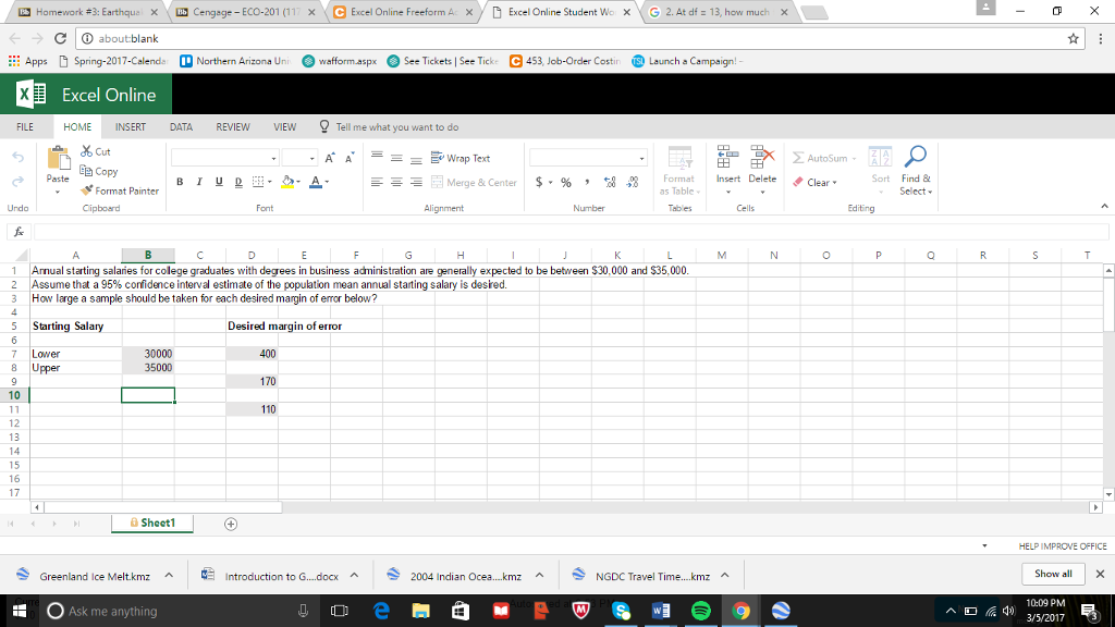 Solved Excel Online Freeform Activity: Calculating Required | Chegg.com