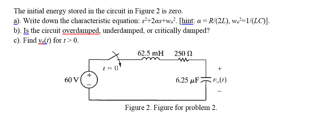 Solved The initial energy stored in the circuit in Figure 2 | Chegg.com