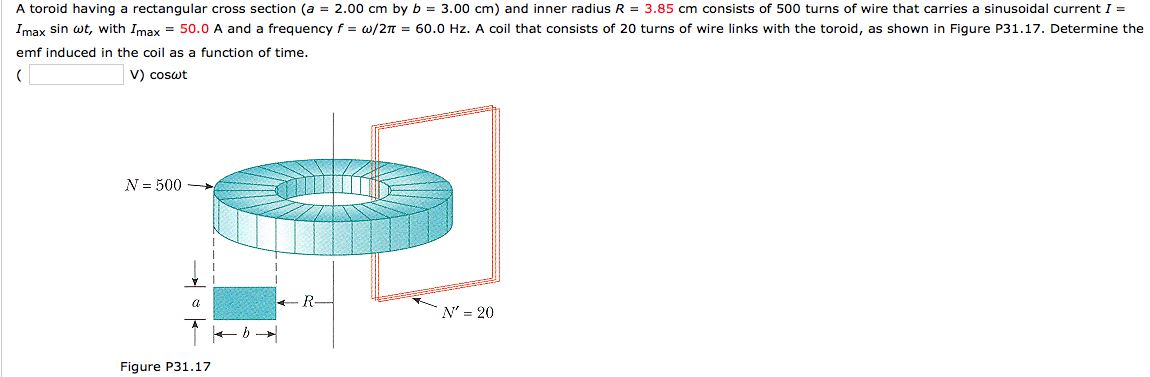 Solved A toroid having a rectangular cross section (a = 2.00 | Chegg.com