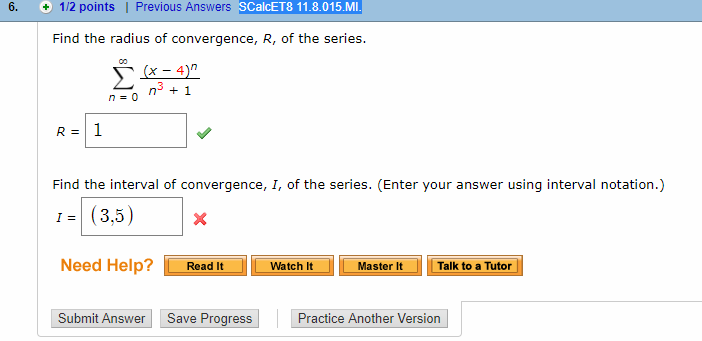 Solved 6. 1/2 points | Previous Answers SCalcET8 11.8.015.MI | Chegg.com