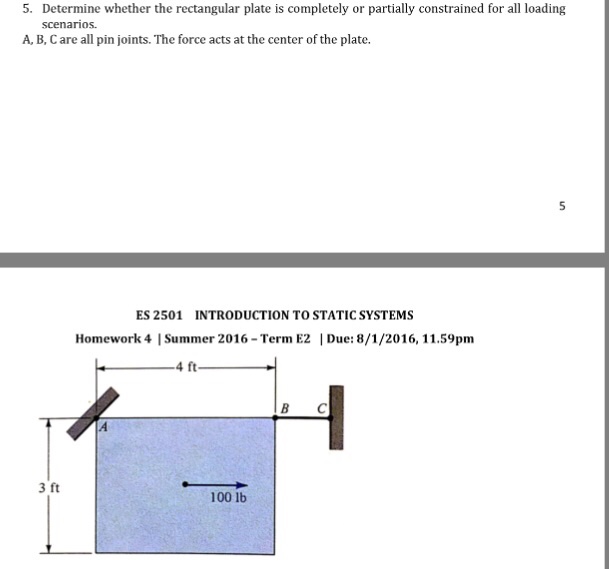 Solved Determine whether the rectangular plate is completely | Chegg.com