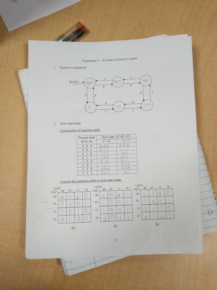 Solved Experiment 4 Six State Up Down Counter 1 Sequence 