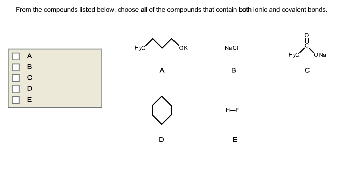 Solved From the compounds listed below, choose all of the | Chegg.com
