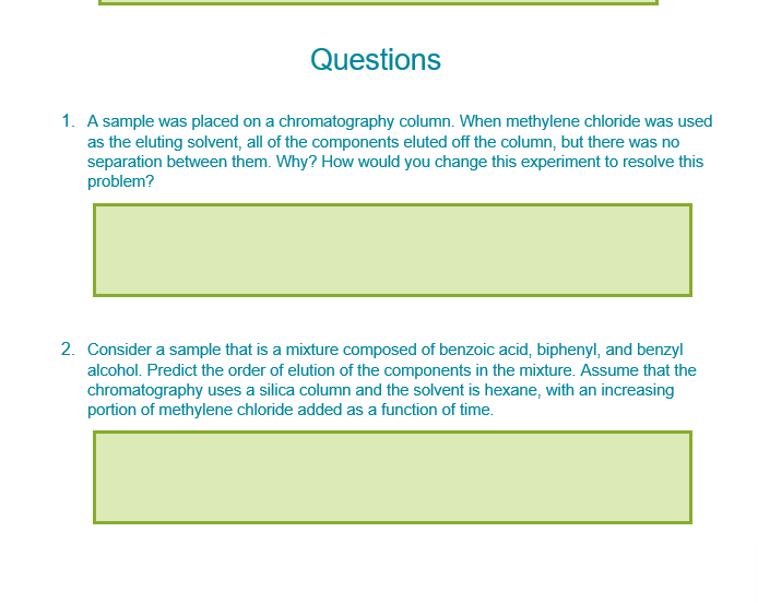 Solved Questions 1. A sample was placed on a chromatography | Chegg.com
