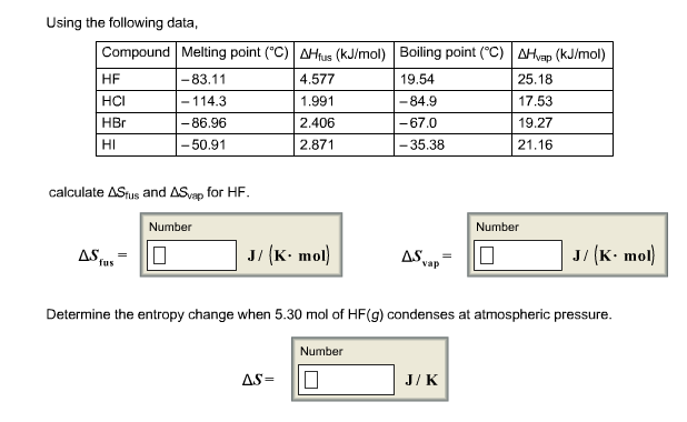 Solved Using the following data, Compound calculate delta | Chegg.com