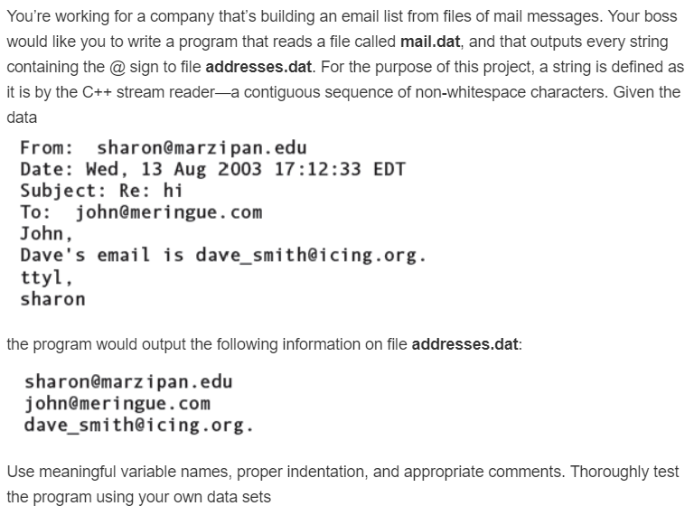Solved You're working for a company that's building an email | Chegg.com