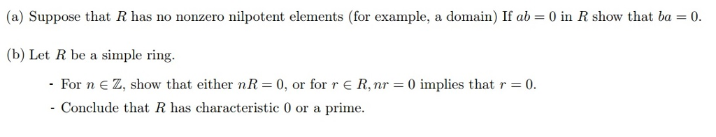 Solved (a) Suppose that R has no nonzero nilpotent elements | Chegg.com