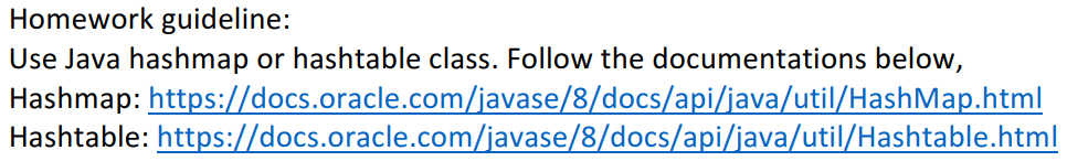 Solved Homework Guideline Use Java Hashmap Or Hashtable