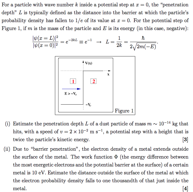 Solved For a particle with wave number k inside a potential | Chegg.com