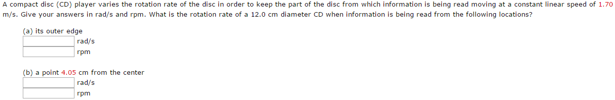 Solved A compact disc (CD) player varies the rotation rate | Chegg.com