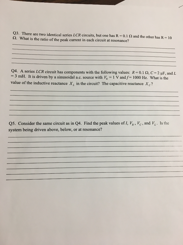 Solved Q3. There are two identical series LCR circuits, but | Chegg.com
