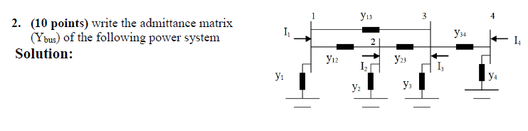 Solved (10 points) write the admittance matrix (Ybus) of the | Chegg.com
