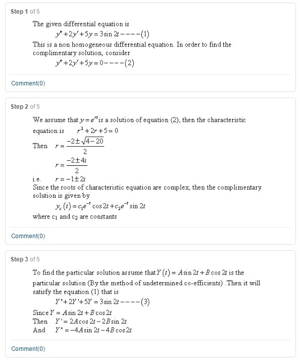 Solved Step 1 of5 The given differential equation is y | Chegg.com