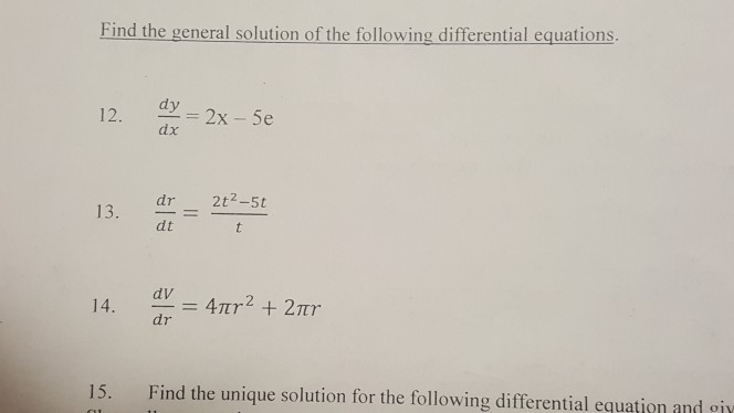 Solved Find the general solution of the following | Chegg.com