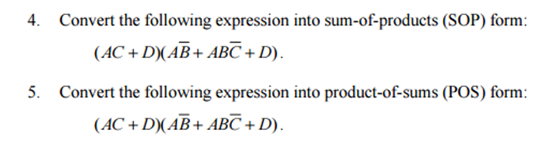 Solved Convert the following expression into sum-of-products | Chegg.com