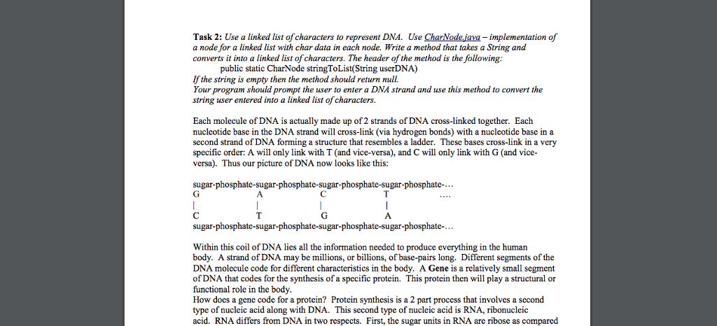 Solved JAVA: I'm having trouble with the following DNA and | Chegg.com