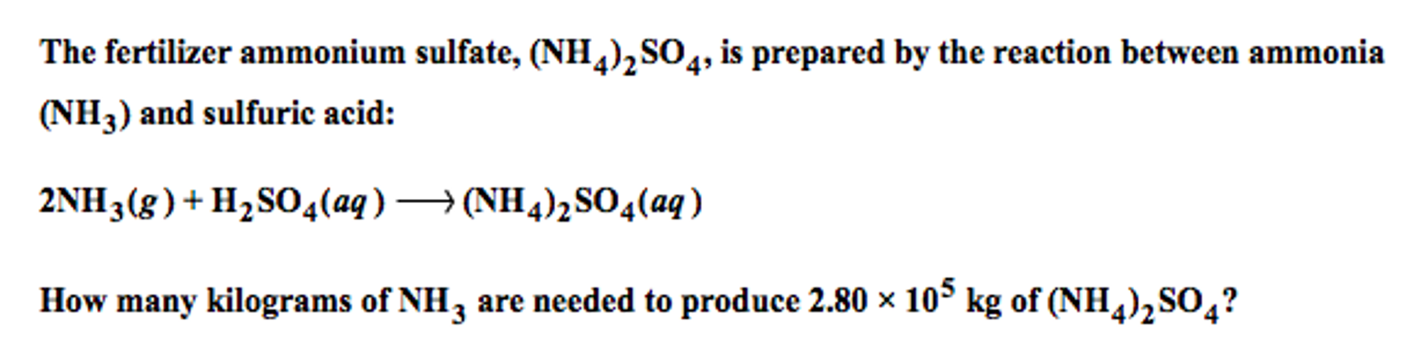 Solved The fertilizer ammonium sulfate, (NH_4)_2SO_4, is | Chegg.com