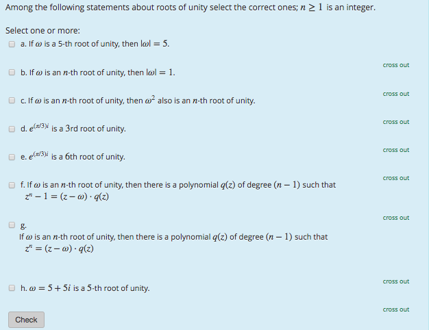 Solved Among the following statements about roots of unity | Chegg.com