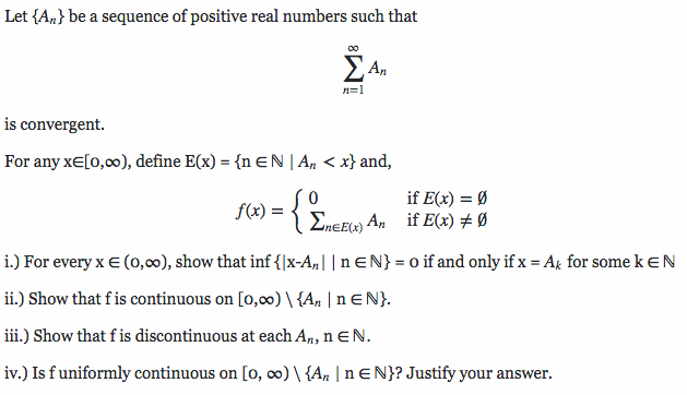 Solved Let {A_n} be a sequence of positive real numbers such | Chegg.com