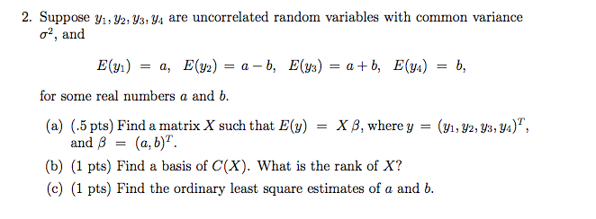 Solved Suppose y_1, y_2, y_3, y_4 are uncorrelated random | Chegg.com
