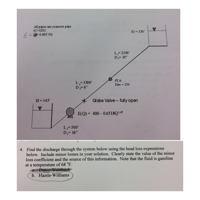 Solved Find the discharge through the system below using | Chegg.com