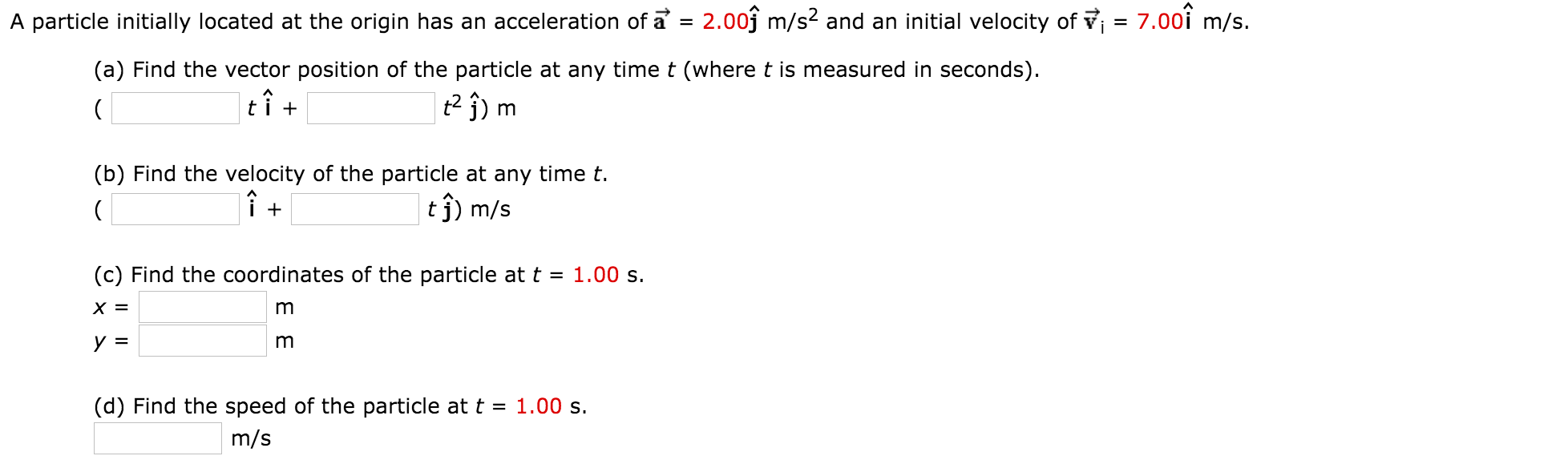 Solved A particle initially located at the origin has an | Chegg.com