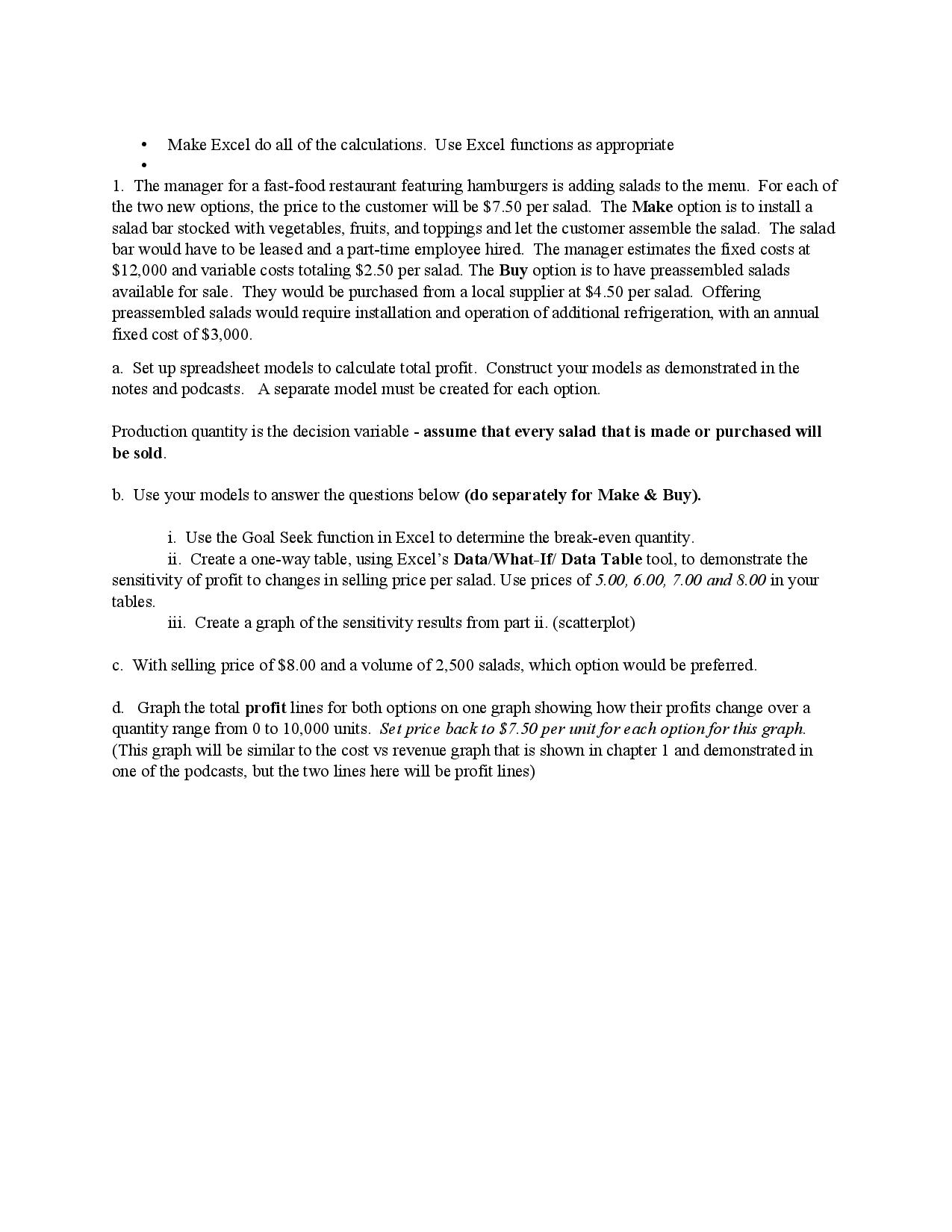 The manager for a fast-food restaurant featuring | Chegg.com