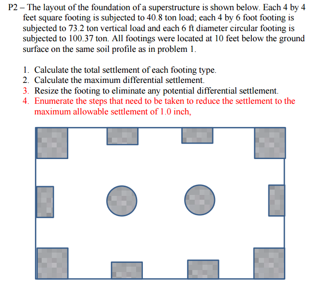 The 10 ft by 10 ft footing is located 10 ft below the | Chegg.com