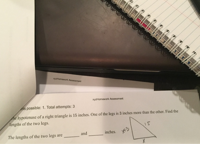 Solved The Hypotenuse Of A Right Triangle Is 15 Inches One Chegg