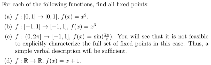 Solved For each of the following functions, find all fixed | Chegg.com
