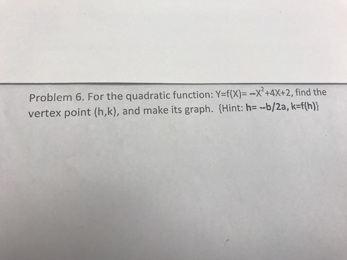 Solved For the quadratic function: Y=f(X)= -X^2+4X+2, find | Chegg.com